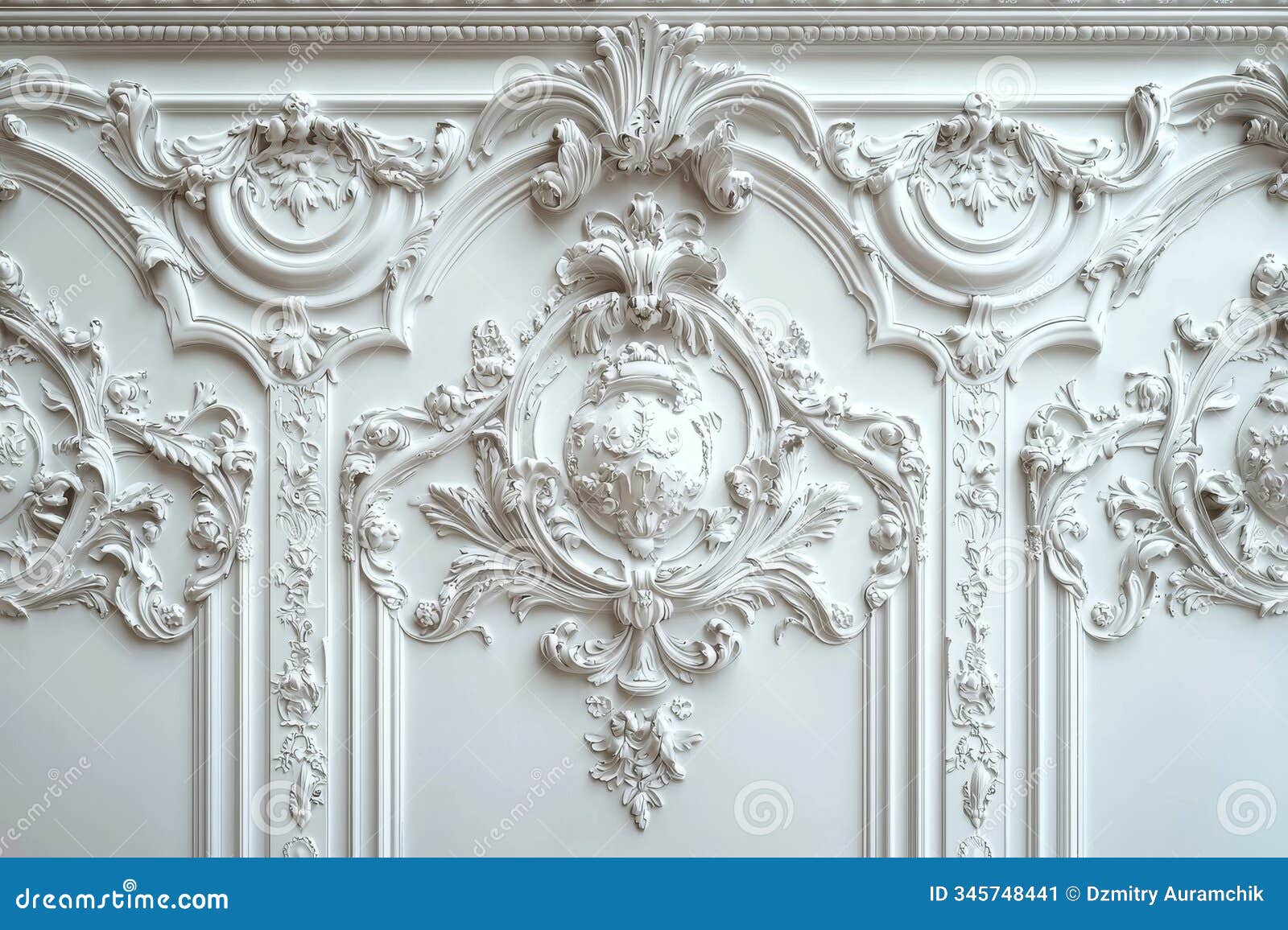 Image of Rococo Wall Design with Bas-reliefs and Stucco Mouldings Stock ...