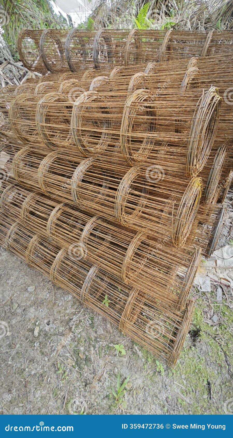 Roll Up Rusty Steel Rebar Grid Reinforcement Frame Lying on the Ground ...