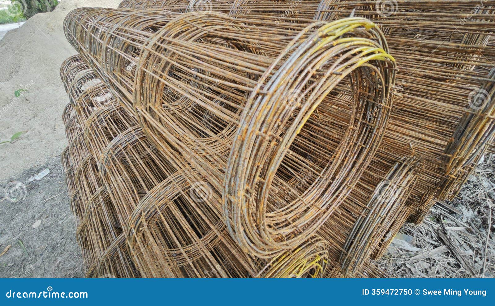 Roll Up Rusty Steel Rebar Grid Reinforcement Frame Lying on the Ground ...
