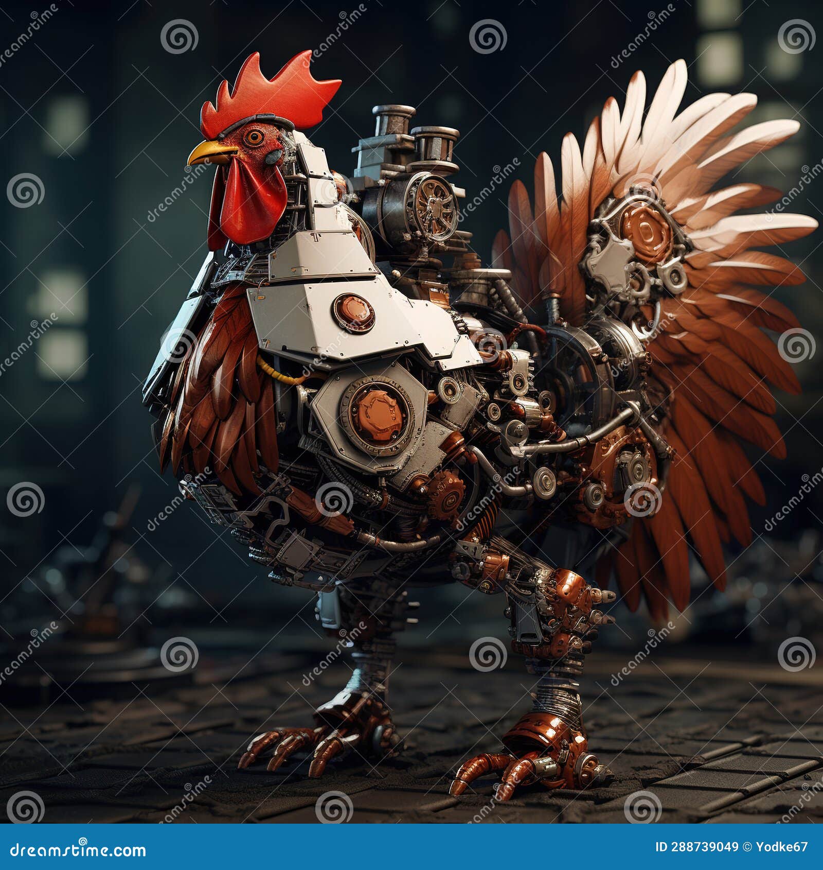 Image of a Rooster Modified into a Robot. Farm Animals Stock ...