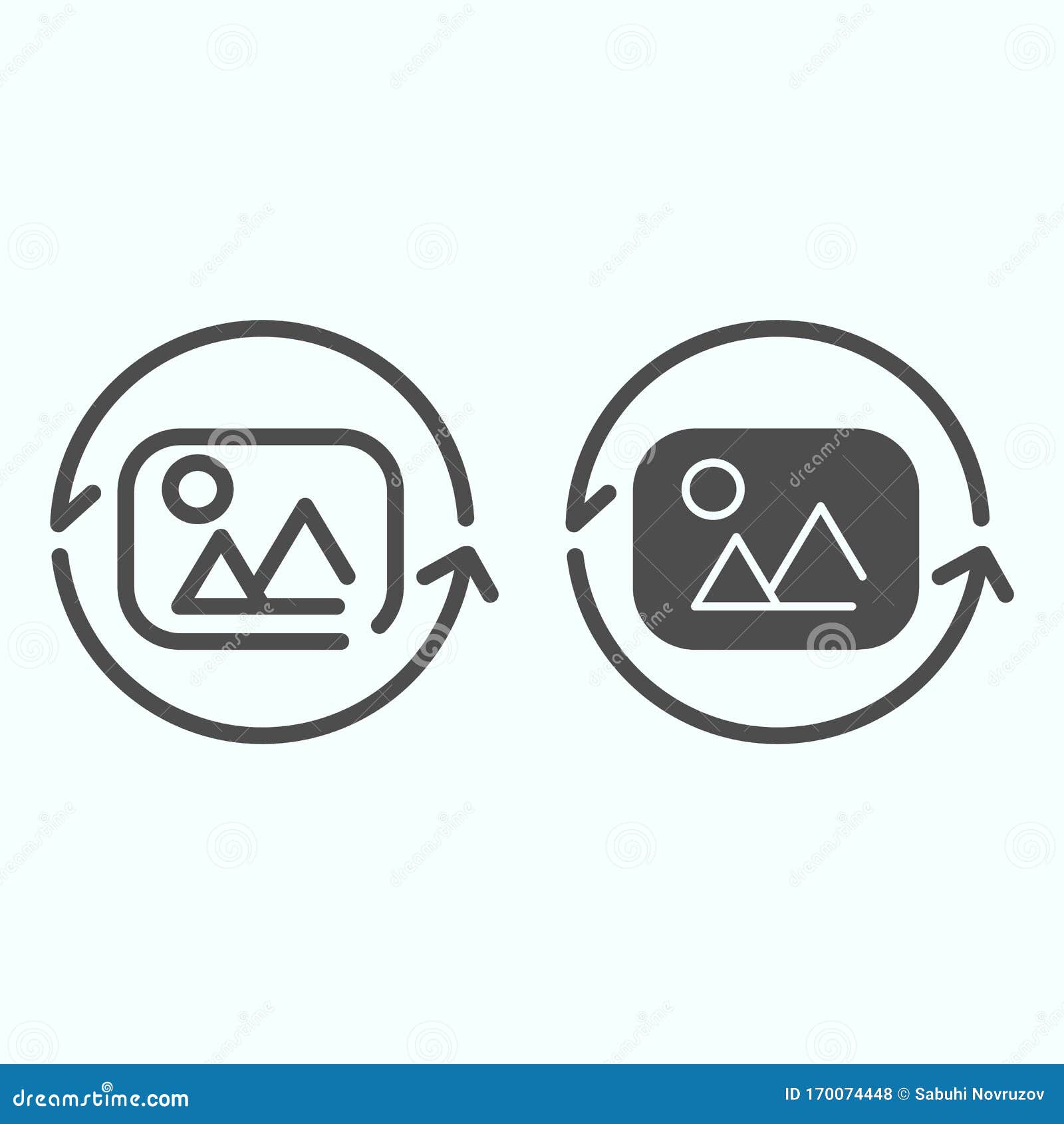 Image Rotation Line and Solid Icon. Photo Rotation Vector Illustration ...