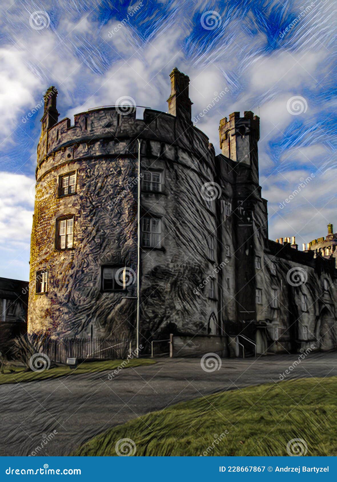 Round Tower of Medieval Castle Stock Image - Image of monument ...