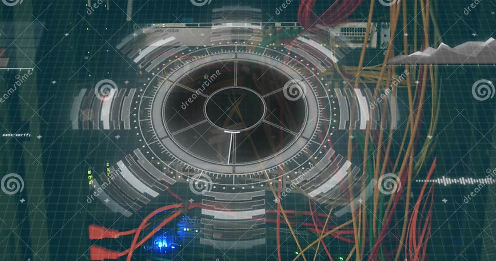 Image of Round Scanner and Data Processing Over Close Up of a ...