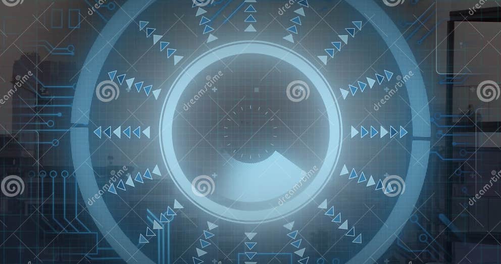 Image of Round Scanner and Microprocessor Connections Against Aerial ...