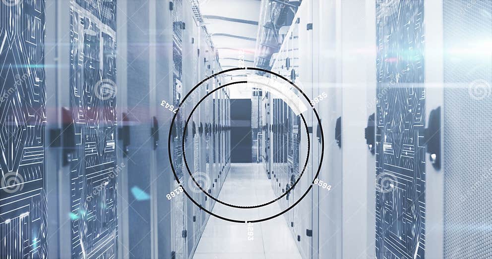 Image of Round Scanner and Microprocessor Connections Against Computer ...