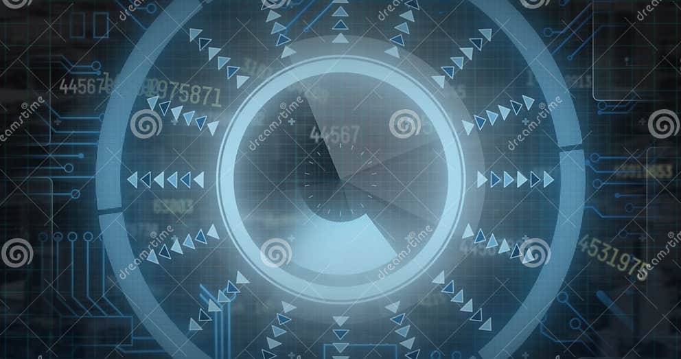 Image of Round Scanner and Multiple Changing Numbers Against ...