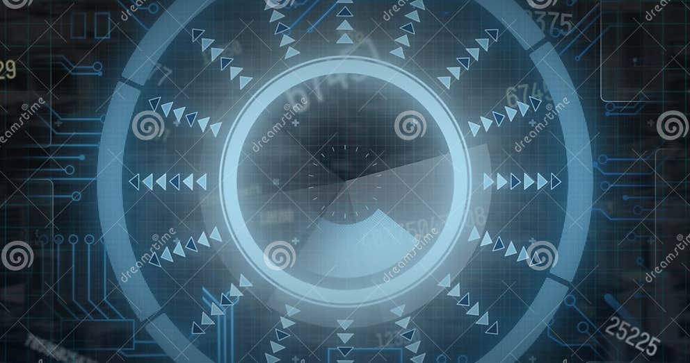 Image of Round Scanner and Multiple Changing Numbers Against ...