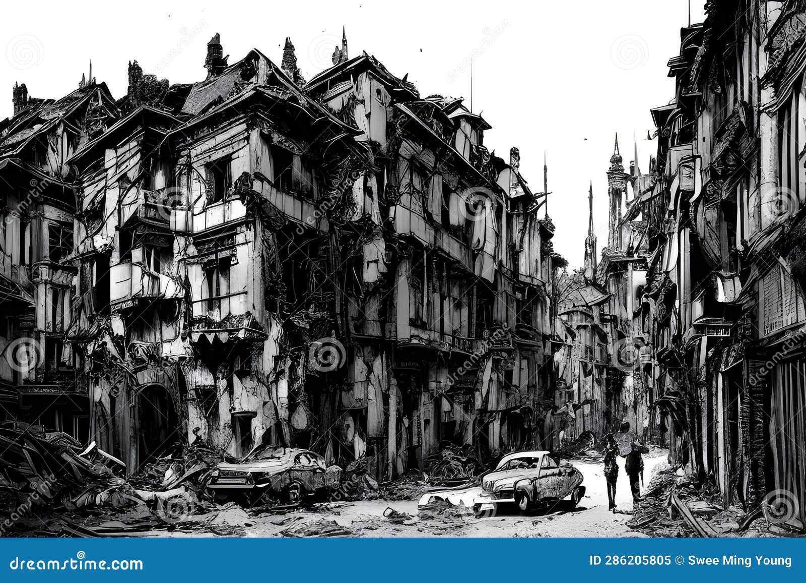 Image of the Run Down Part of the Old,unknown,inner City,narrow,winding ...