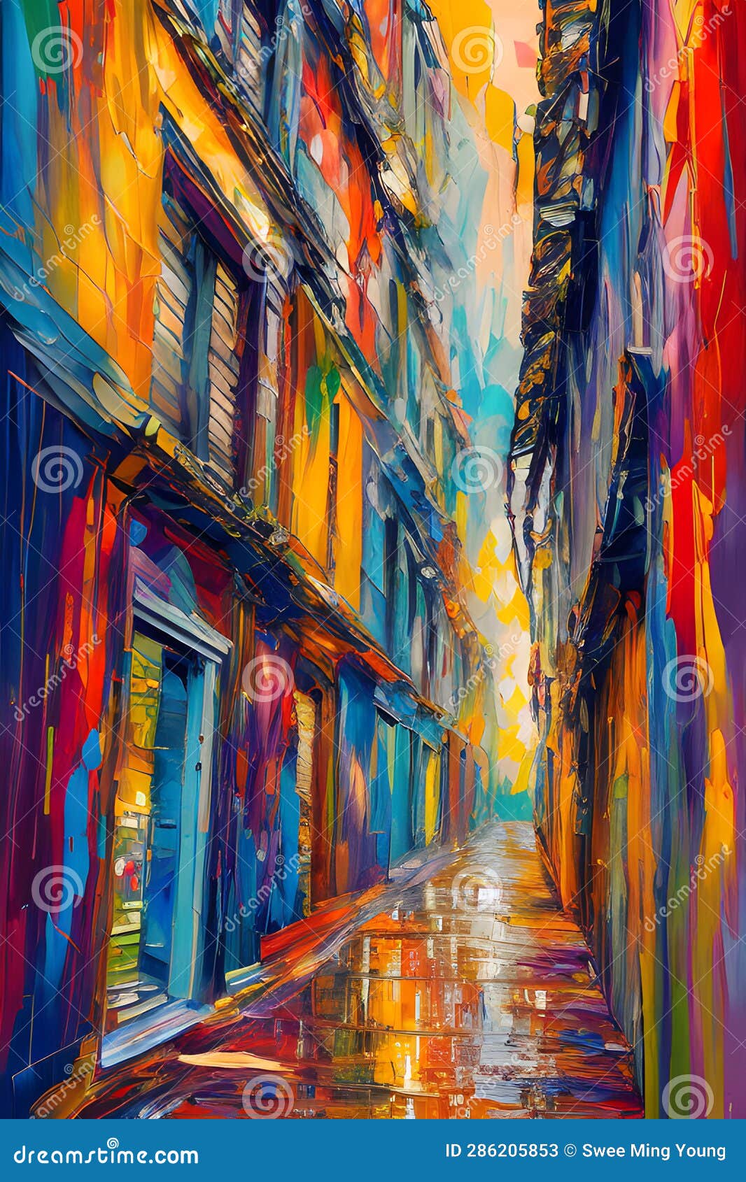 Image of the Run Down Part of the Old,unknown,inner City,narrow,winding ...
