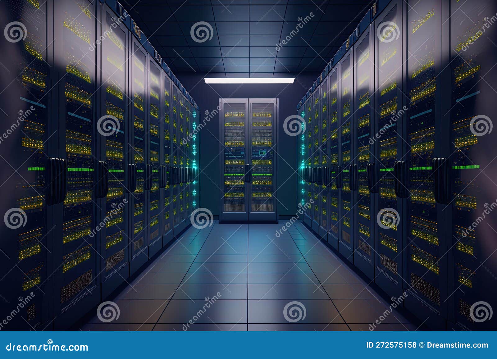 Image of a Running Data Center with Server Rack Rows Stock Illustration - Illustration of ...