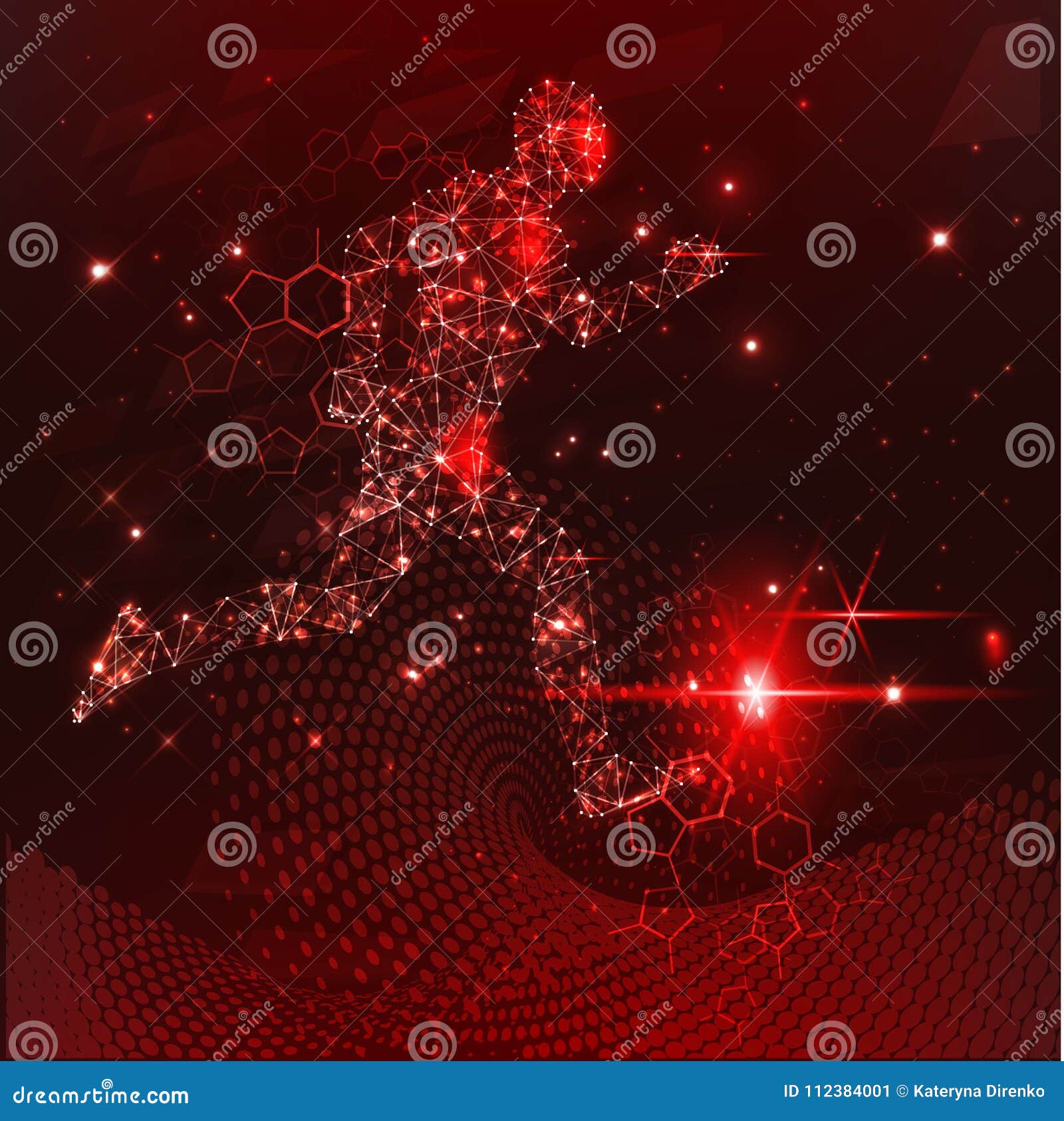 The Image of a Running Person in a Network, Red Cyber Security Concept ...