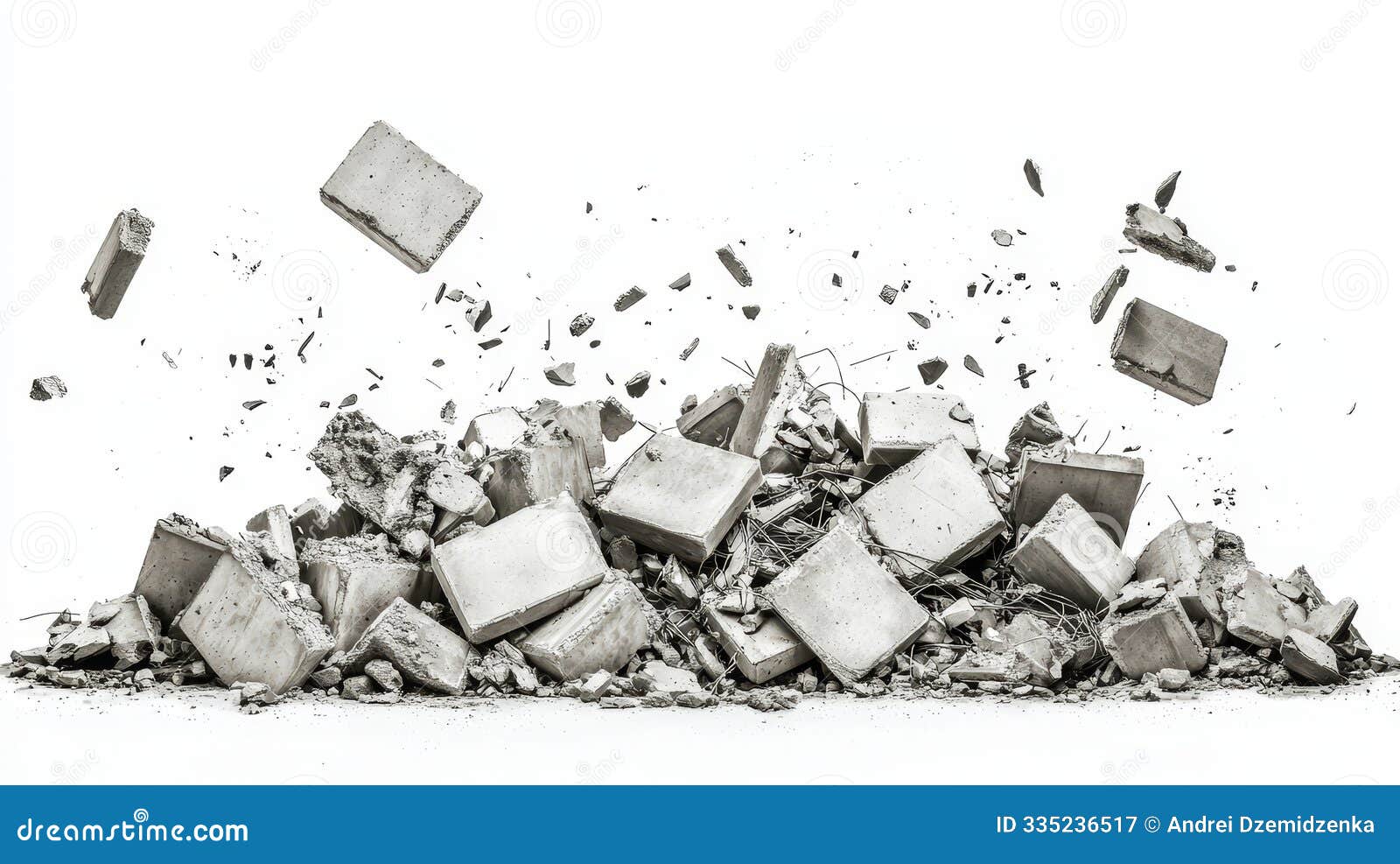 An Image of a Ruptured Ground and Concrete Fragments on a White ...