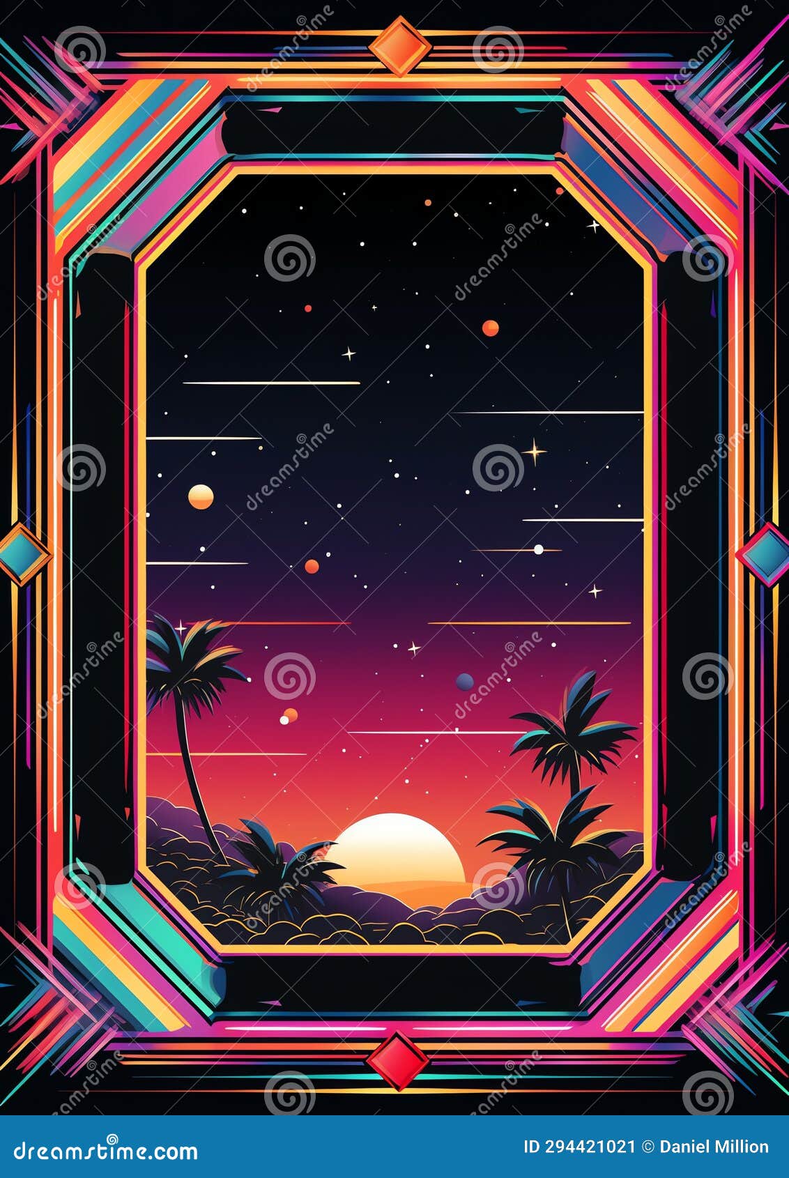 80s Sci Fi Inspired Frame 80s Retro Nostalgic Stock Illustration ...