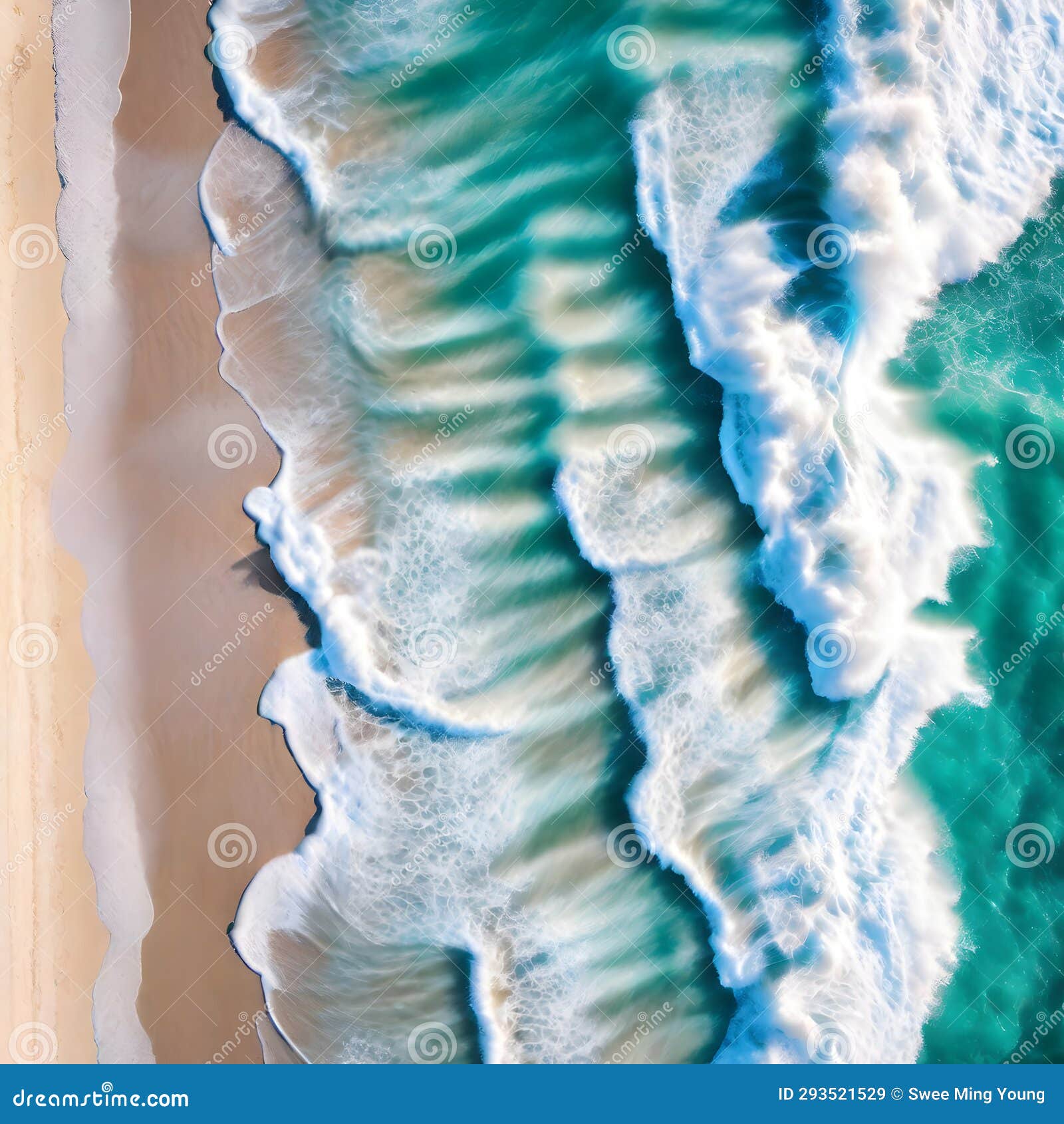 Image of the Sandy Beach and Beautiful Waves from Top Down View. Stock ...