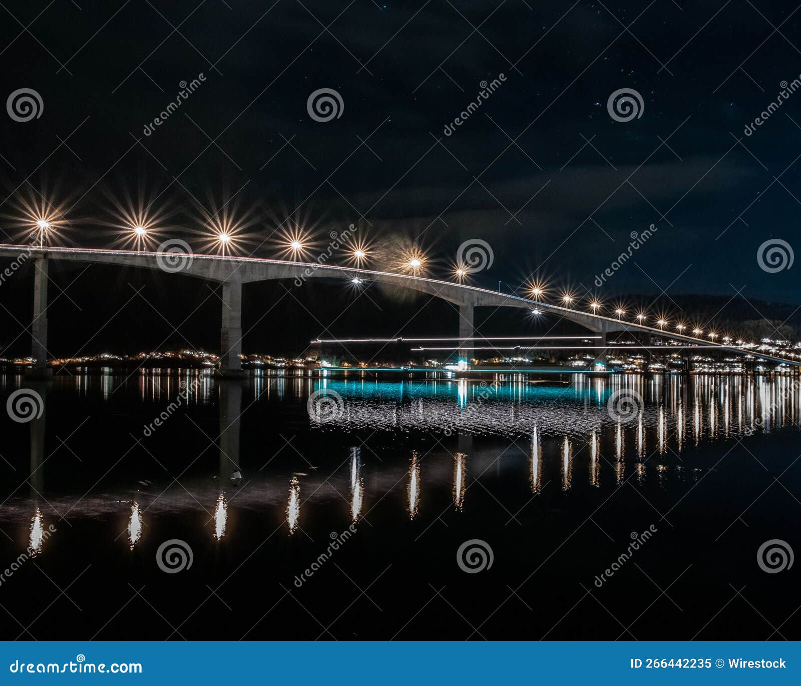 Image of the Saratov Bridge with Lights on the Water during Night ...