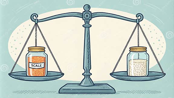 Image 3 a Scale Balancing Two Jars. Stock Photo - Image of liquidity ...