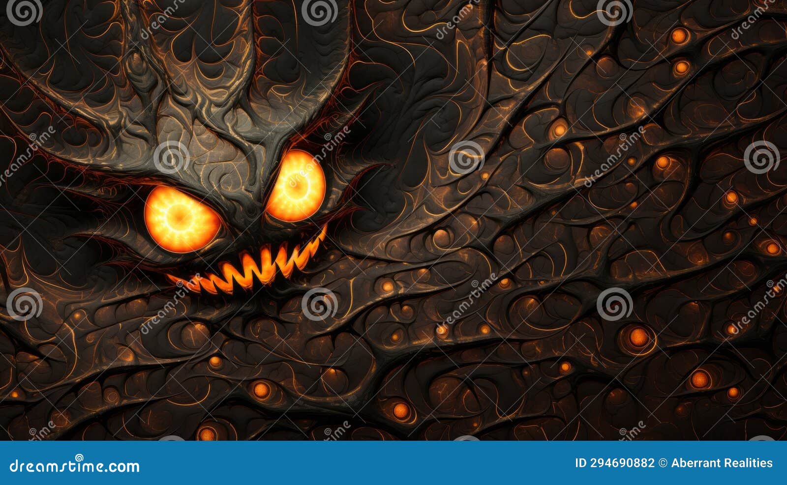 An Image of a Scary Face with Glowing Eyes Stock Illustration ...