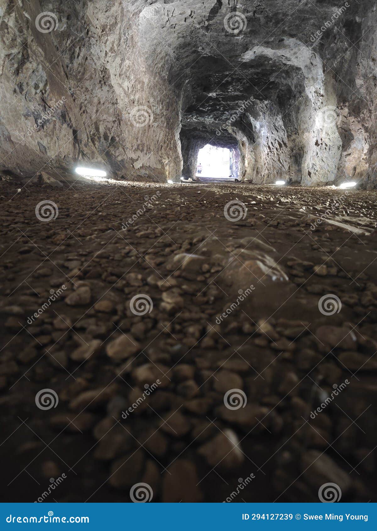 Scene Around the Tunnel Passage in the Dark Cave. Stock Image - Image ...