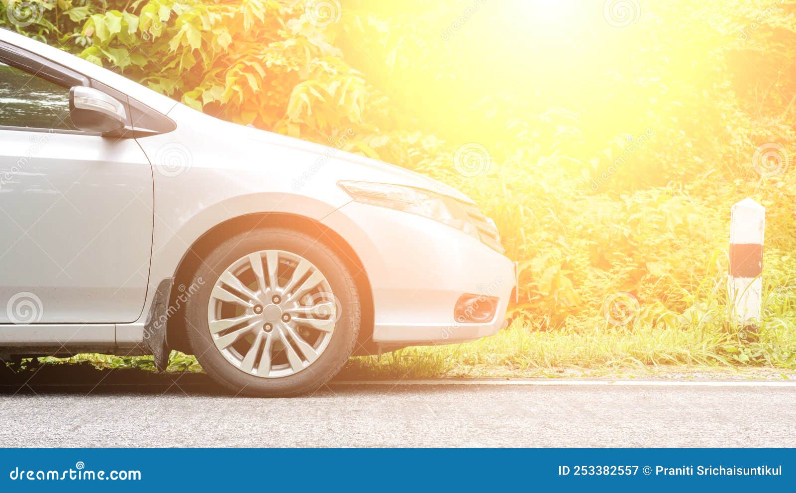The Image Scene Behind Car and Sunlight Stock Image - Image of blue ...