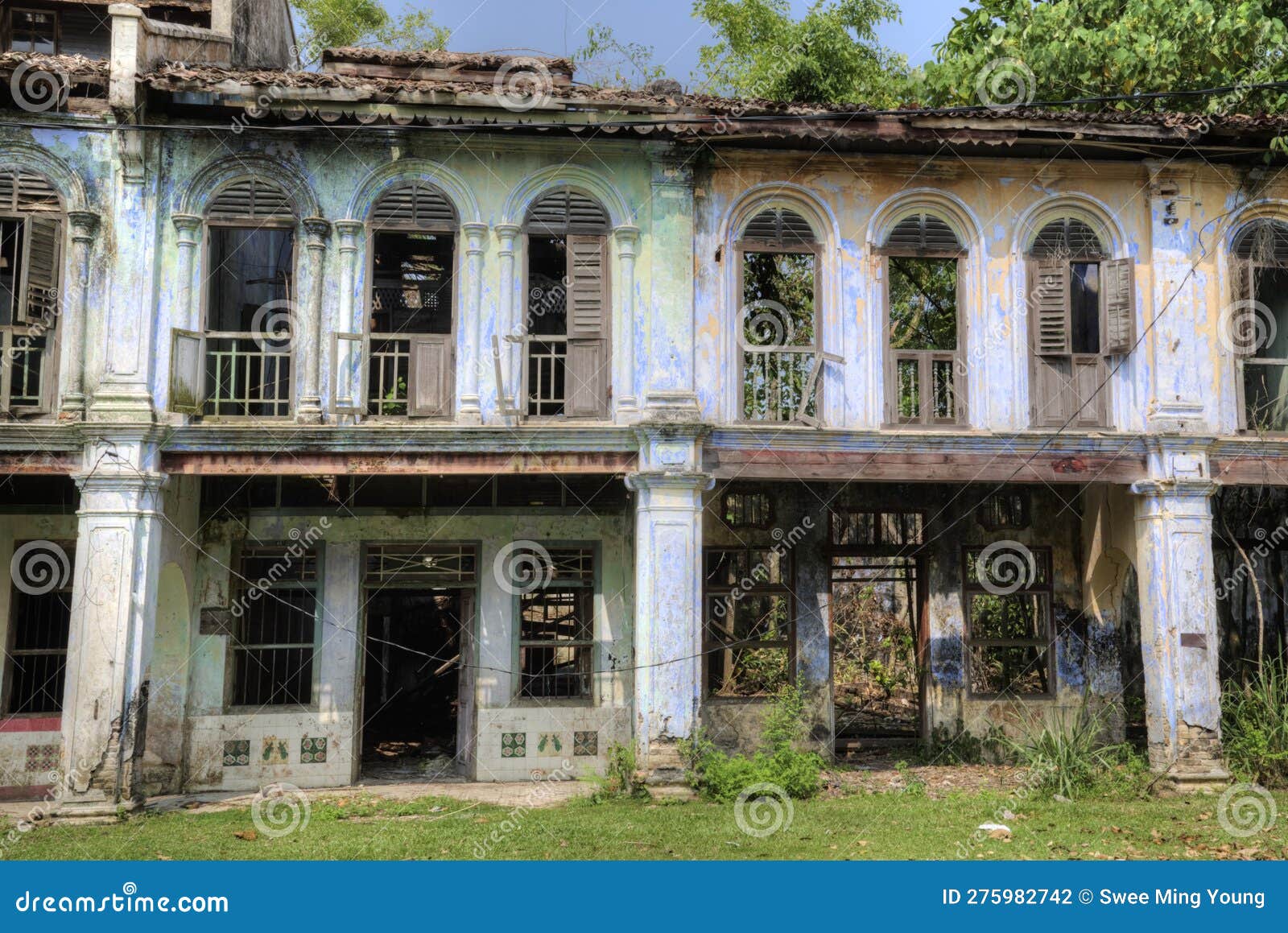 Scene of the Deserted and Dilapidated Colonial Buildings. Stock Photo ...