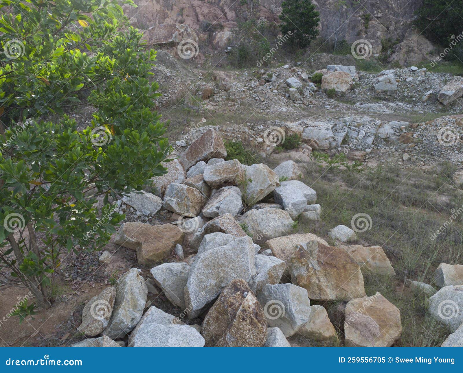 Environment Scene Around the Quarry Area. Stock Image - Image of hill ...