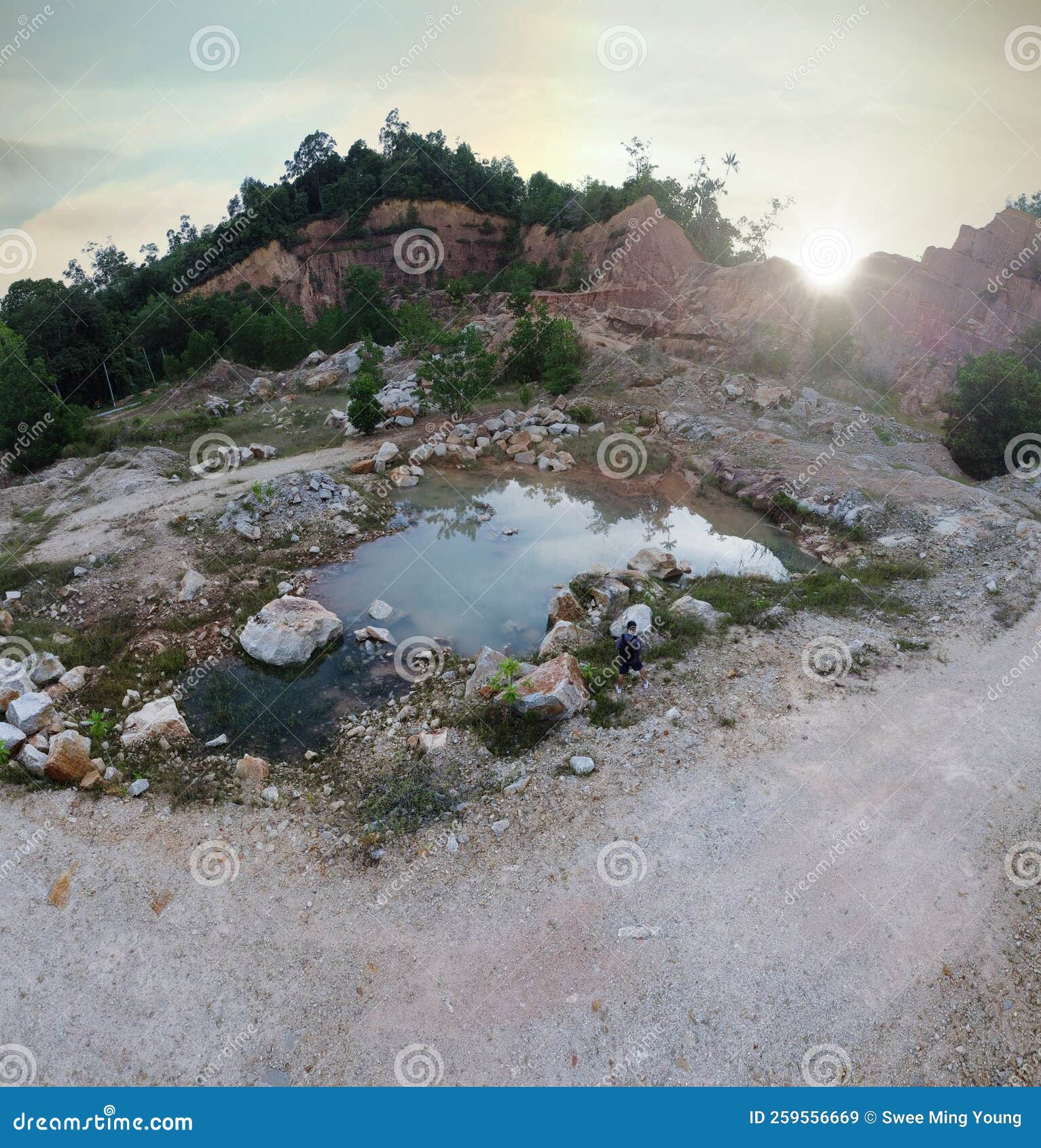 Flooded Rainwater at the Quarry Area. Stock Image - Image of terrain ...