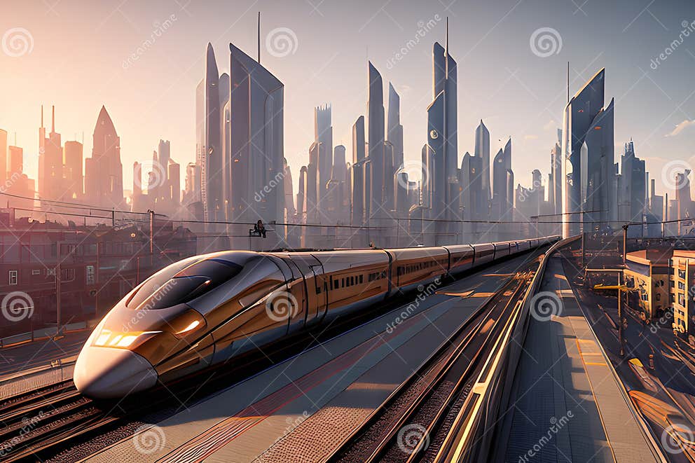 Image of Scene of the Futuristic High Speed Railway System and Station ...