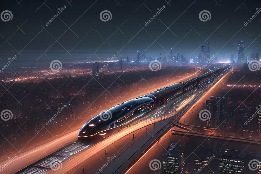 Image of Scene of the Futuristic High Speed Railway System and Station ...