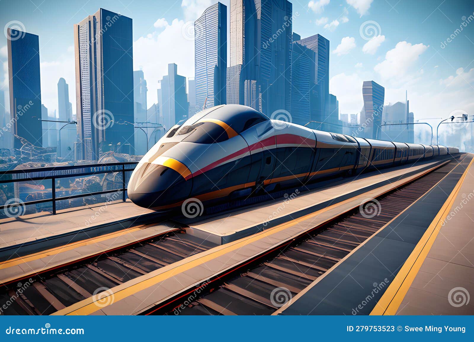 Image of Scene of the Futuristic High Speed Railway System and Station ...