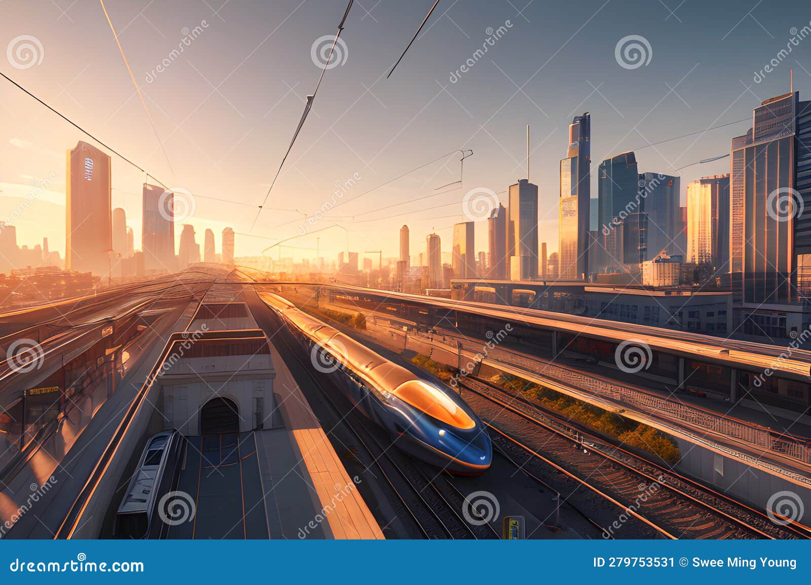 Image of Scene of the Futuristic High Speed Railway System and Station ...