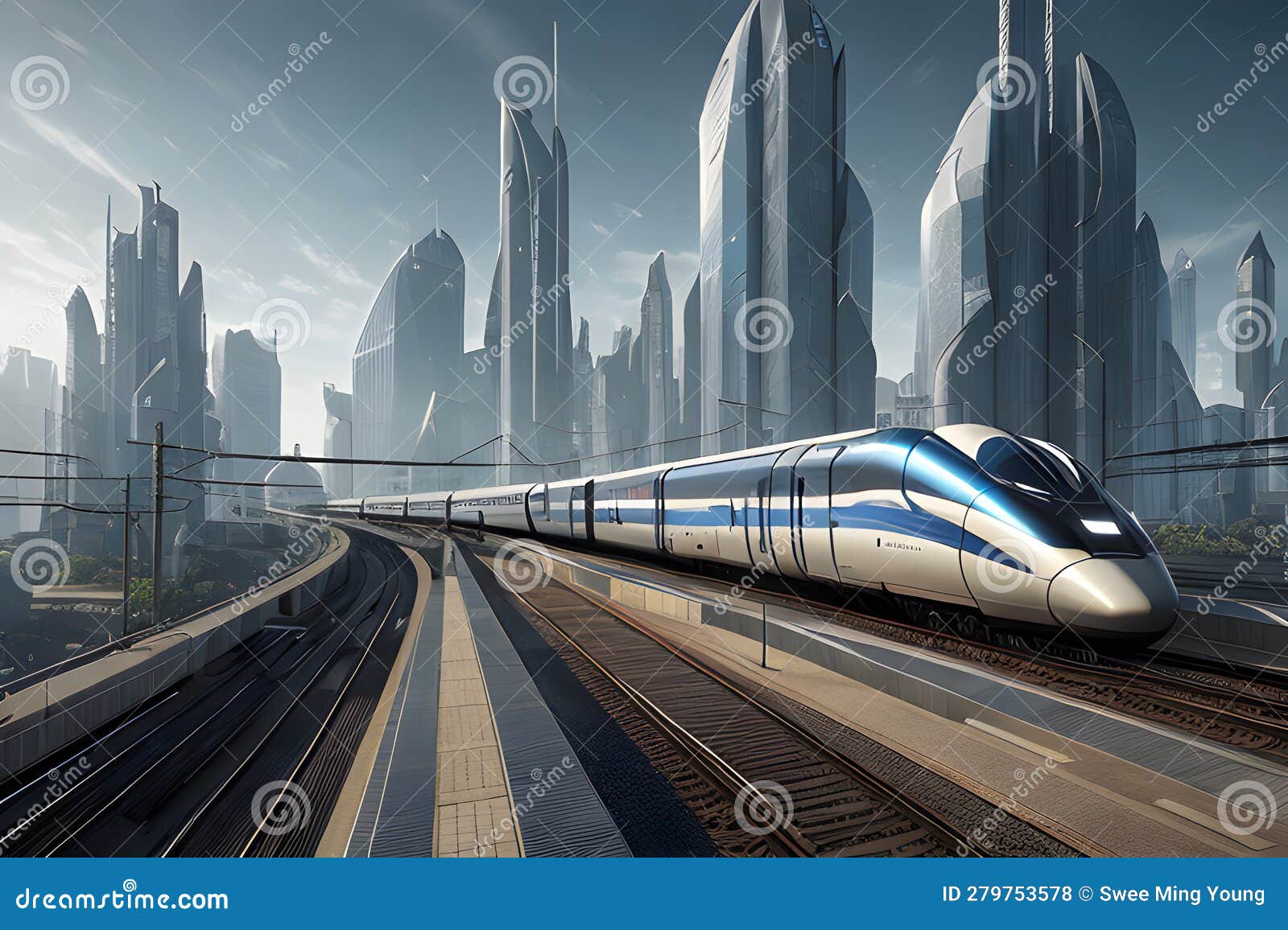 Image of Scene of the Futuristic High Speed Railway System and Station ...