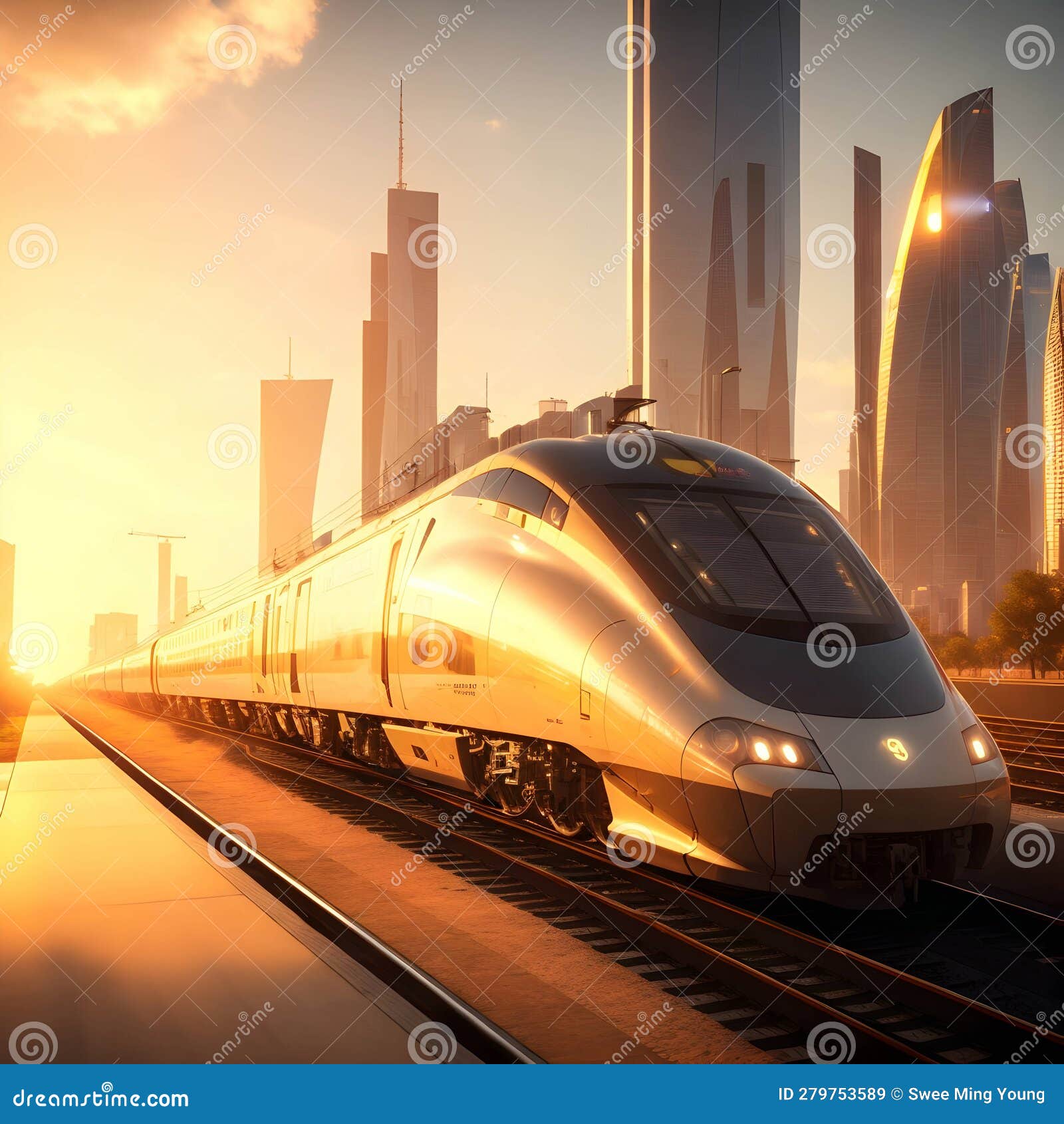 Image of Scene of the Futuristic High Speed Railway System and Station ...