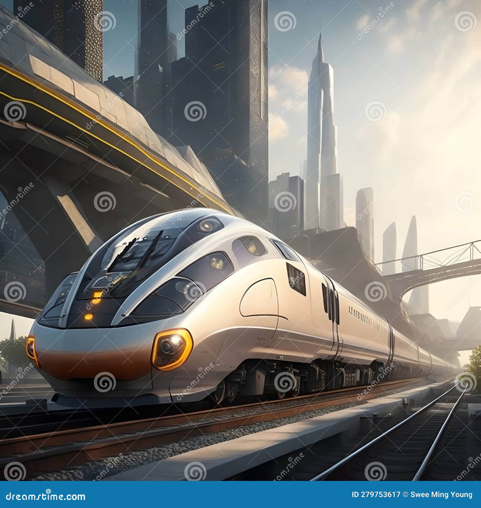 Image of Scene of the Futuristic High Speed Railway System and Station ...