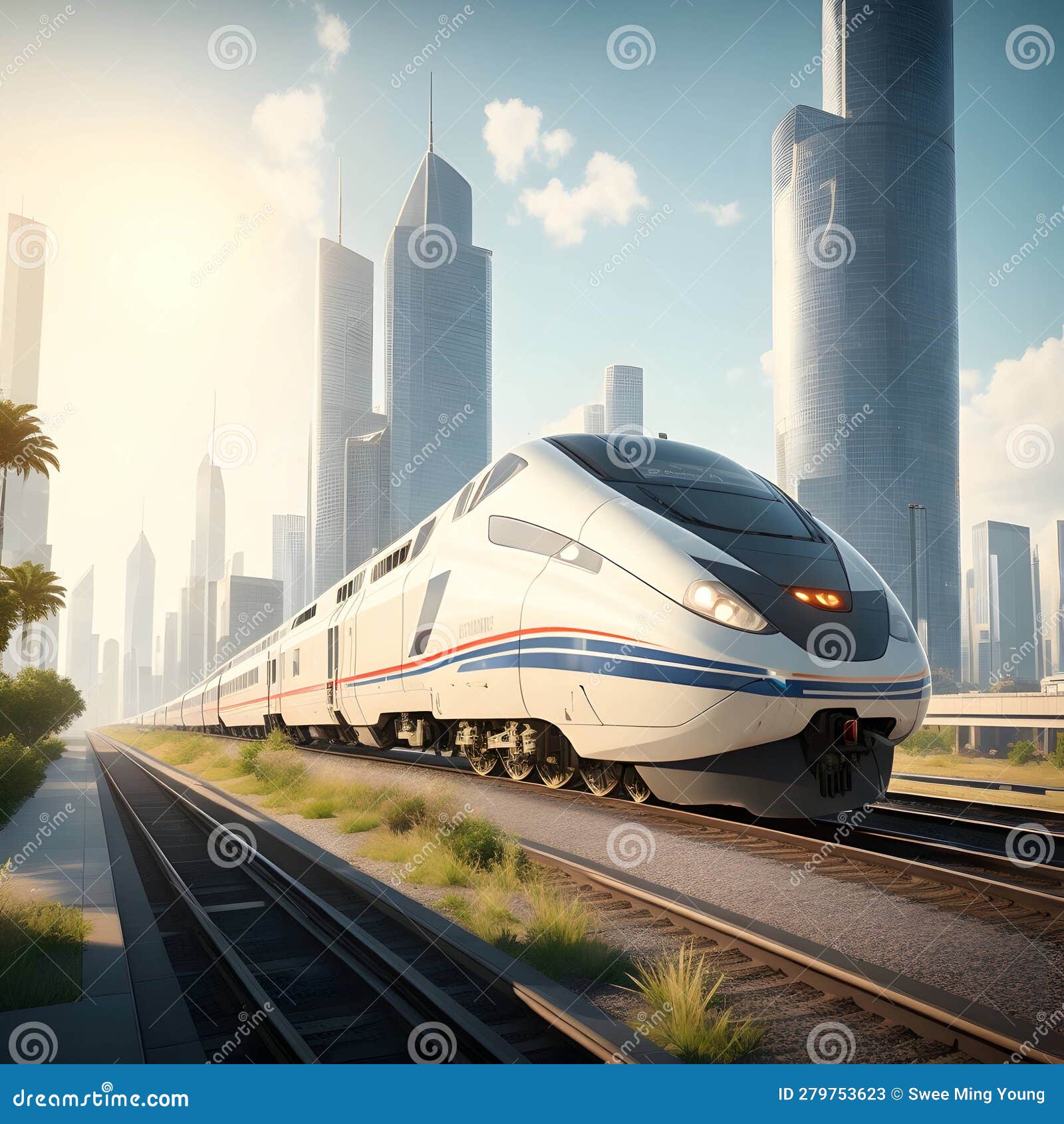 Image of Scene of the Futuristic High Speed Railway System and Station ...