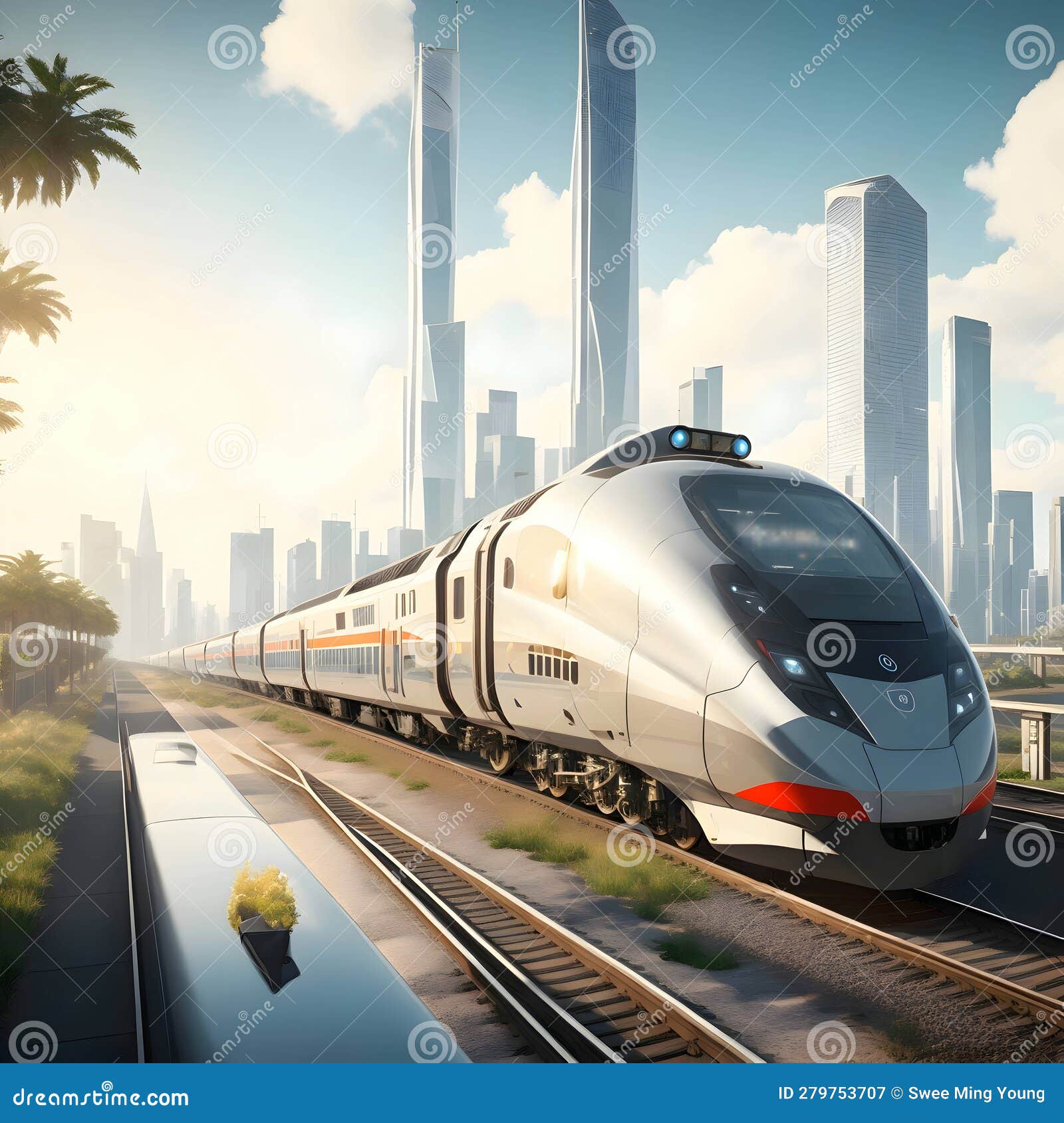Image of Scene of the Futuristic High Speed Railway System and Station ...