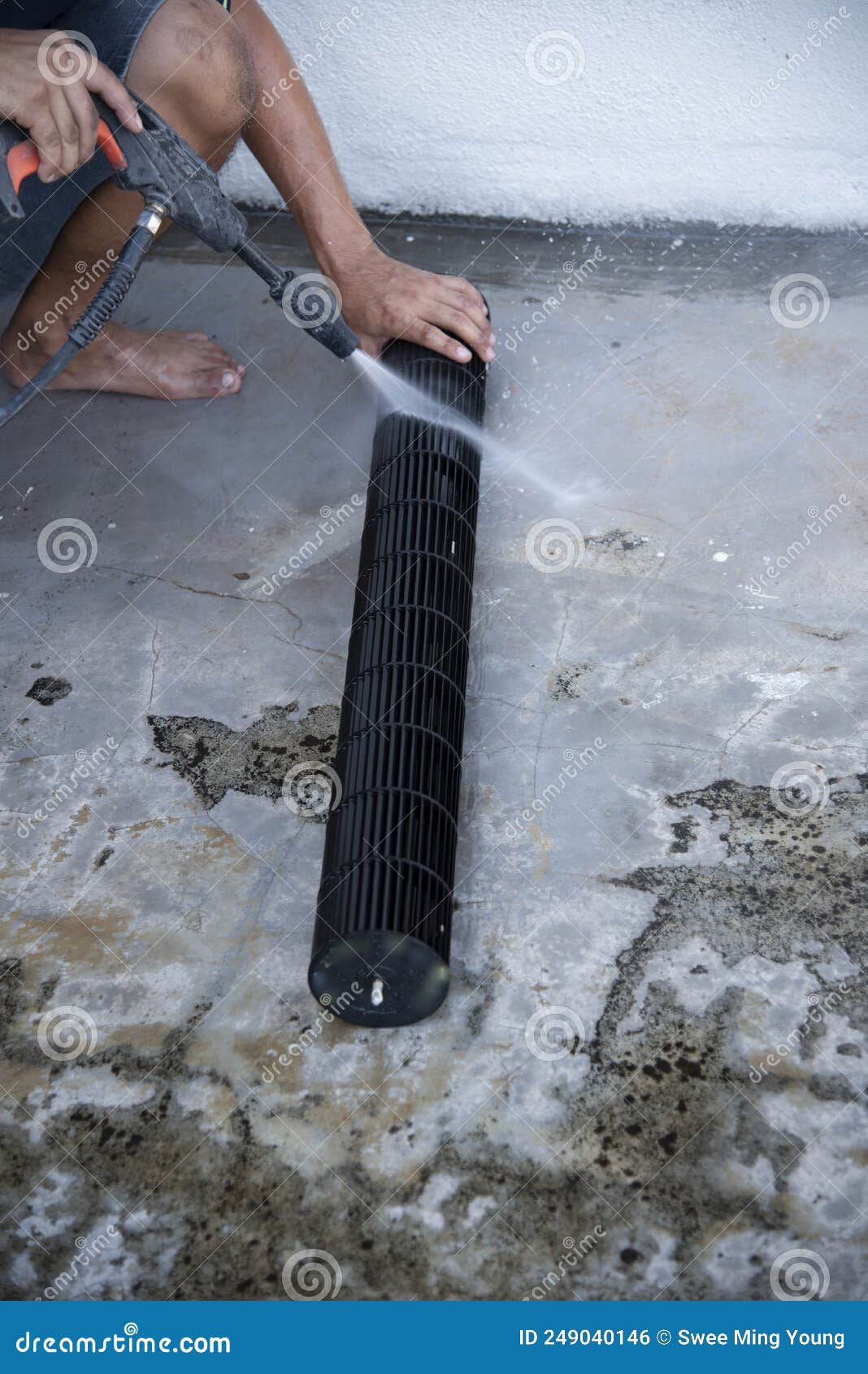 Scene of an Unknown Worker Servicing Disassemble Air-conditioner Parts ...