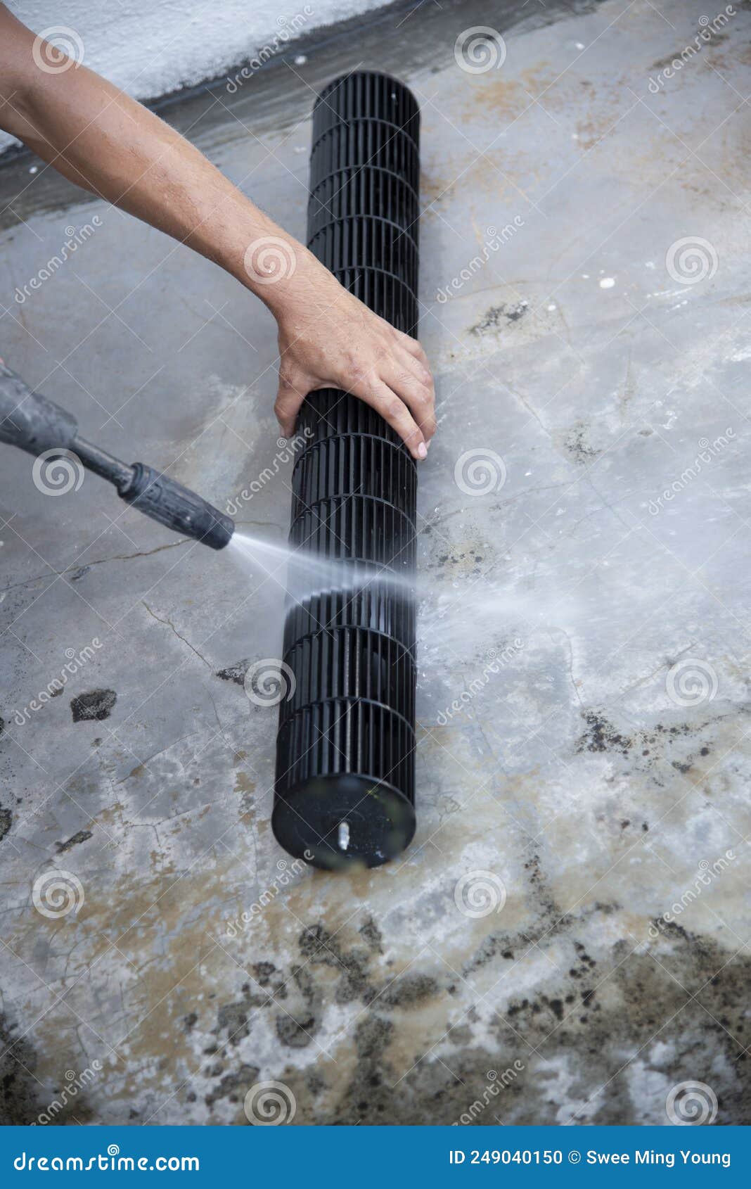 Scene of an Unknown Worker Servicing Disassemble Air-conditioner Parts ...