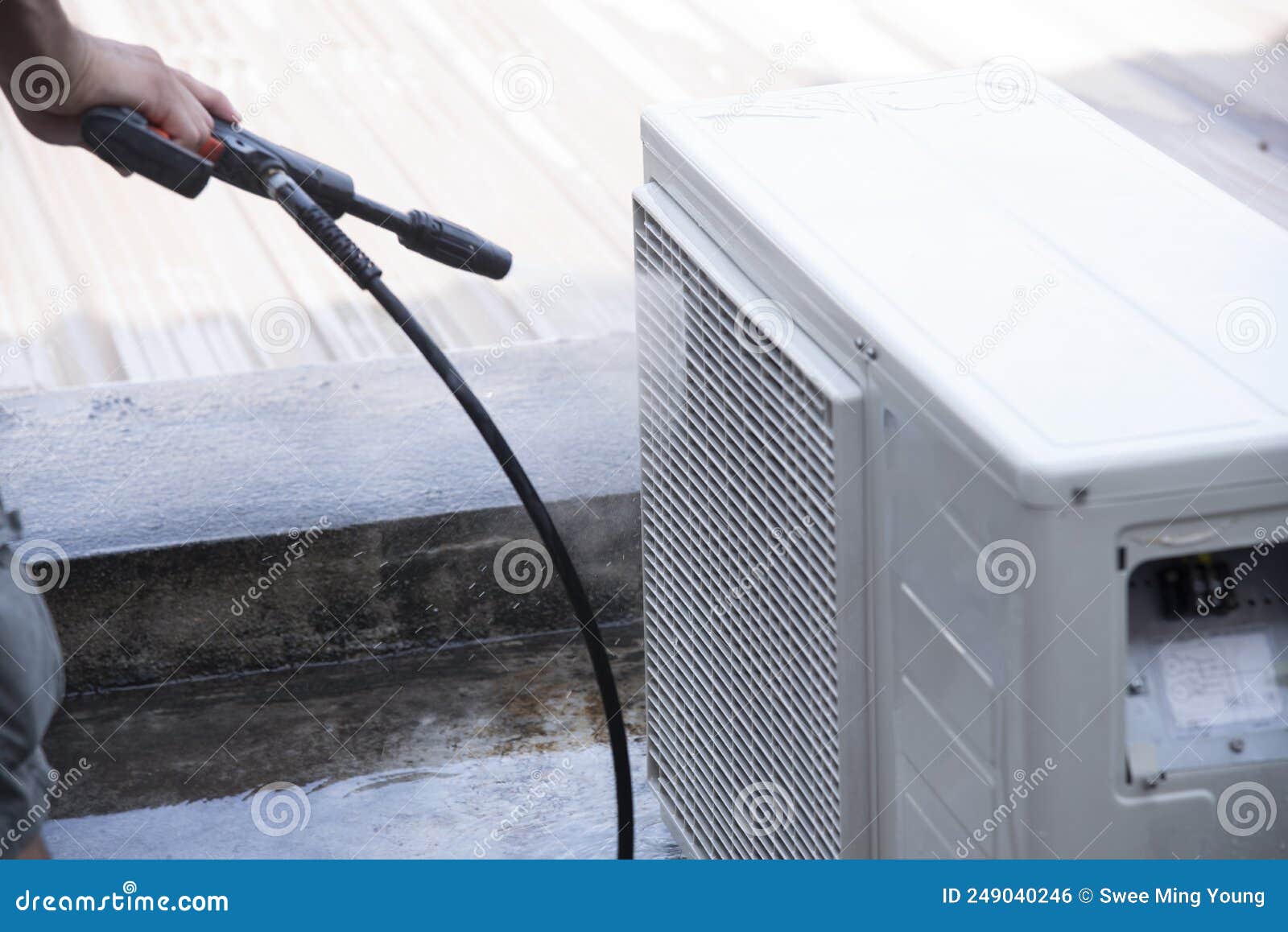 Scene of an Unknown Worker Servicing Disassemble Air-conditioner Parts ...