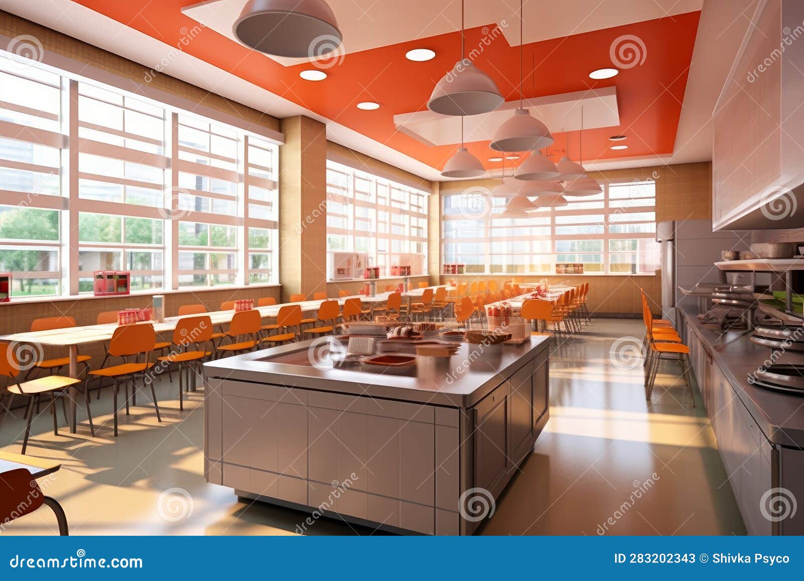 Image of School Canteen Interior Design Stock Illustration ...
