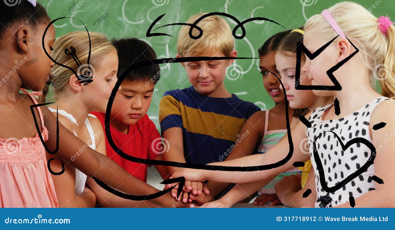 Image of School Concept Icons and Banner with Copy Space Over Students ...