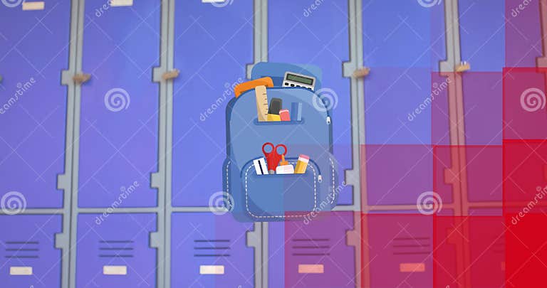 Image of School Items Icons Moving Over Locker Stock Illustration ...
