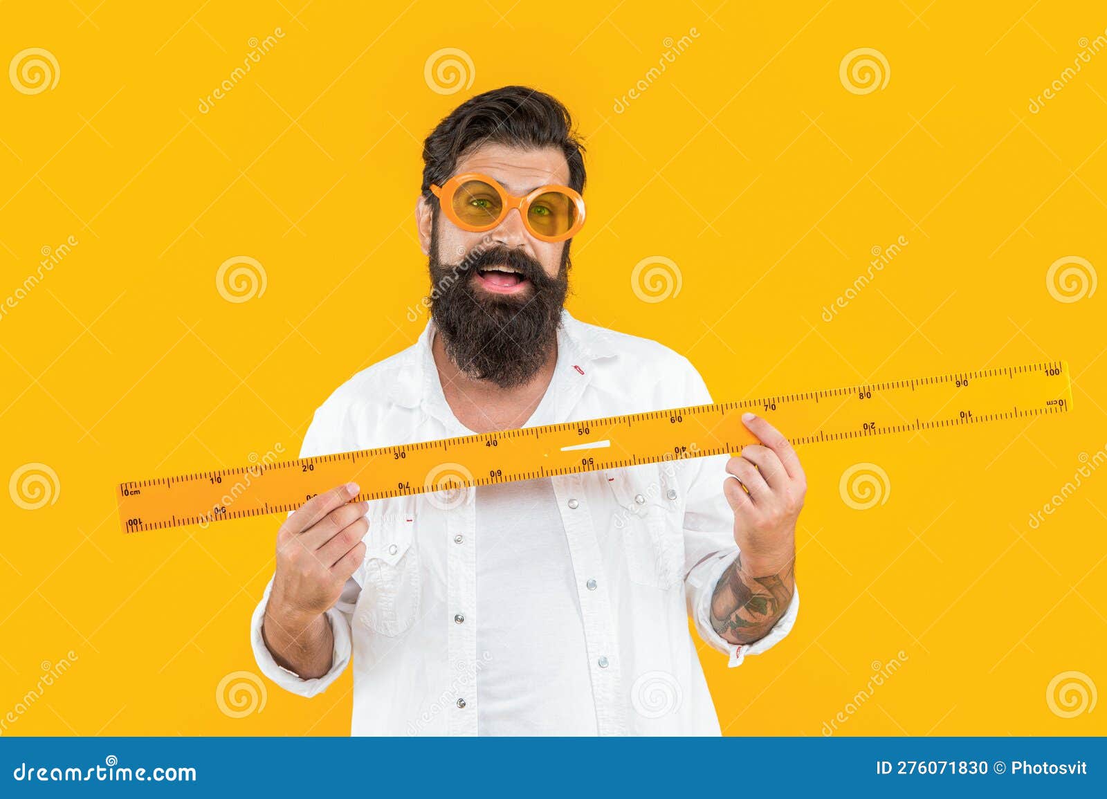 Image of School Man Measure with Ruler. School Man Measure with Ruler ...
