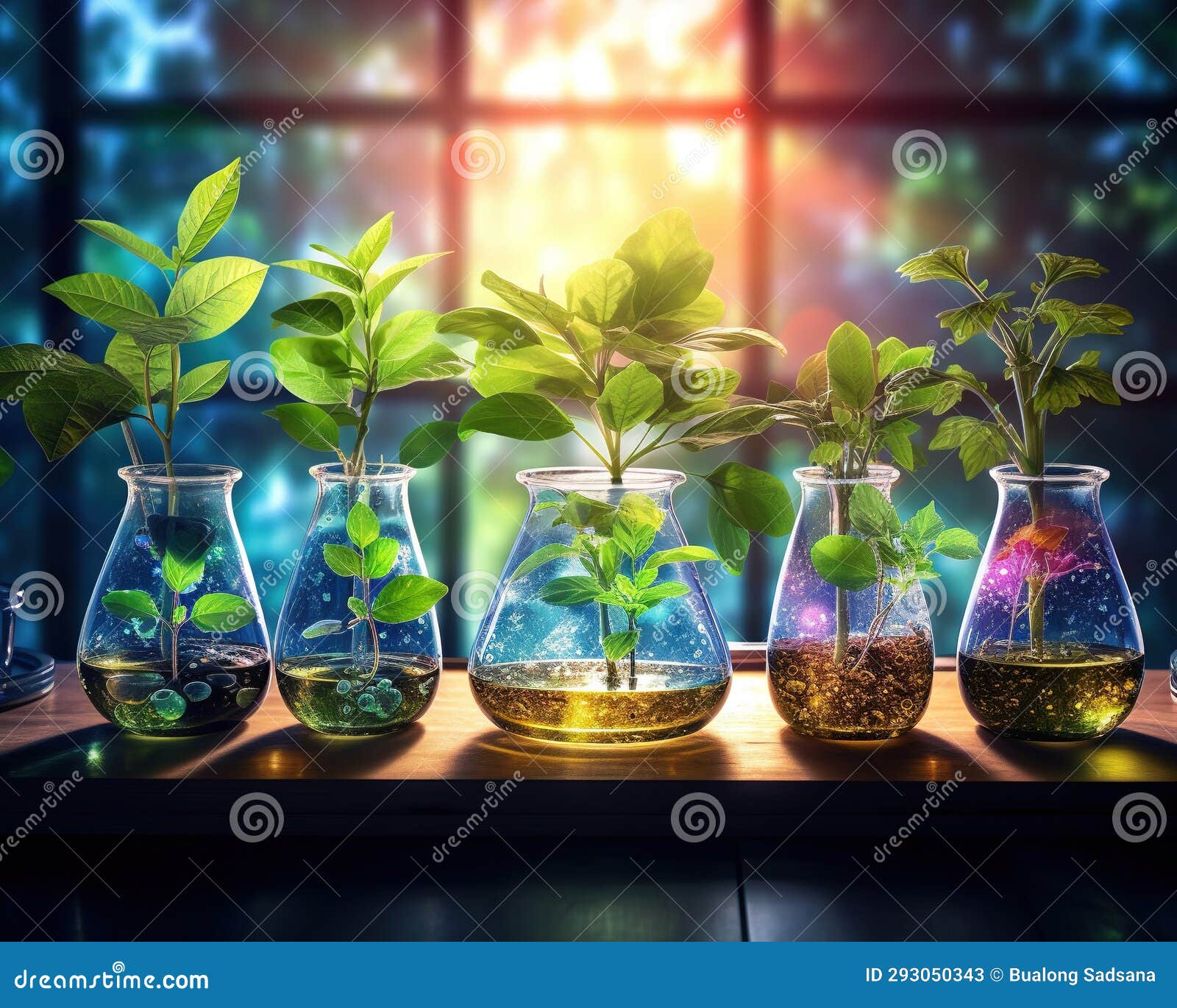 Science and Biotechnology Concept Growing of Plant in Laboratory. Stock ...