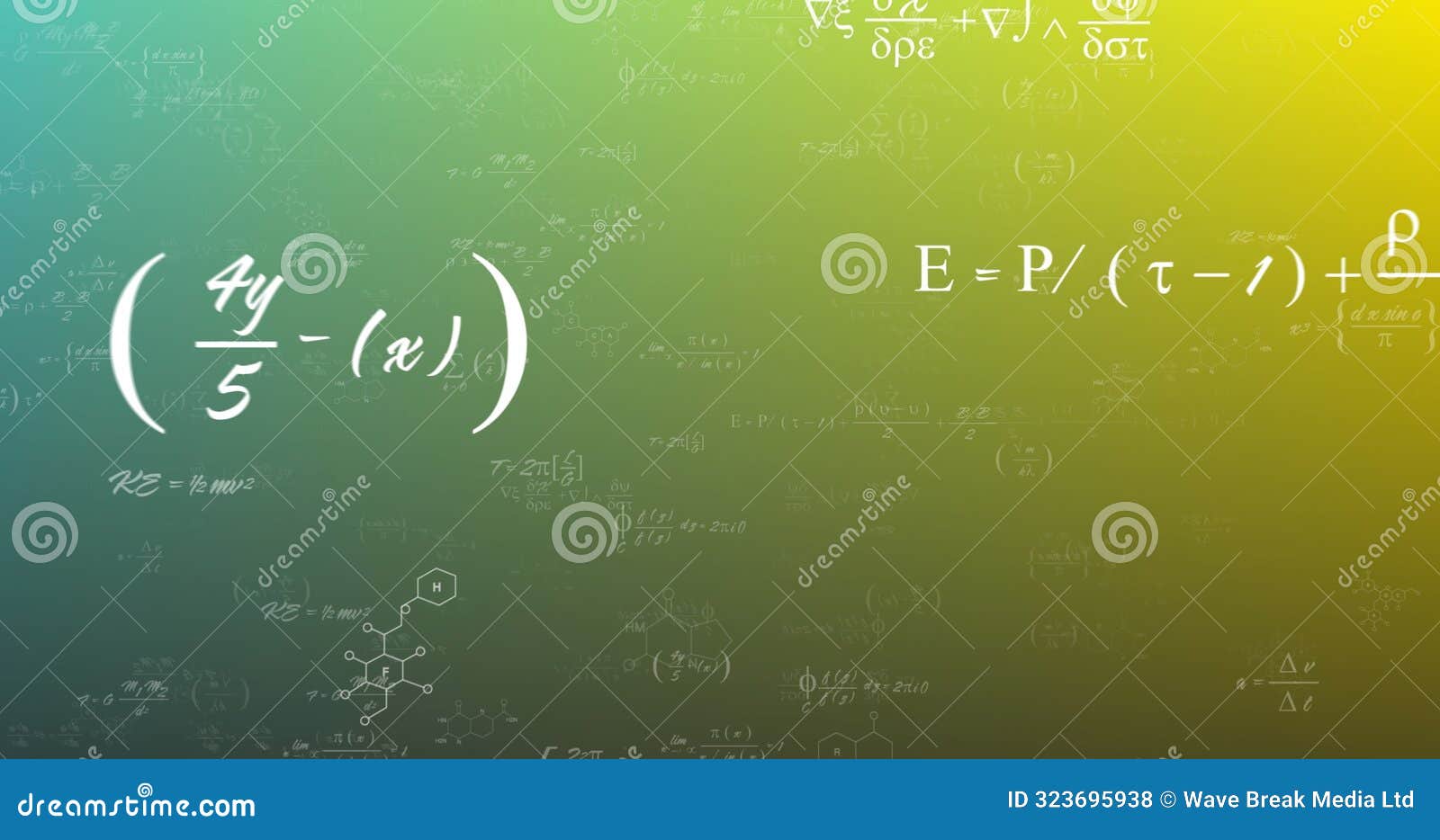 Image of Science Concept Icons and Mathematical Equations Against Green ...