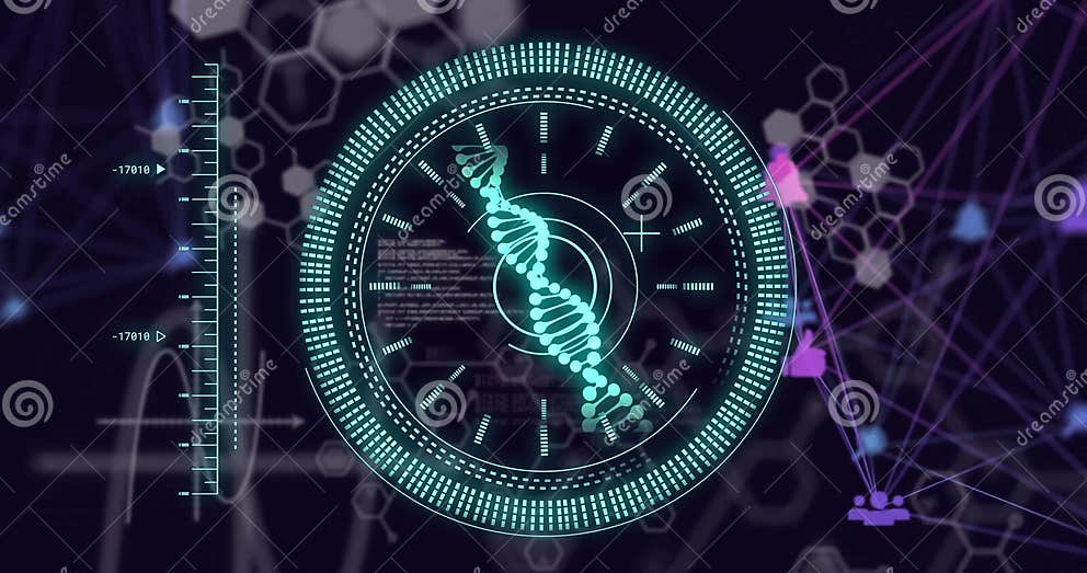 Image of Scientific Data Processing Over Scope with Dna Strand Stock ...