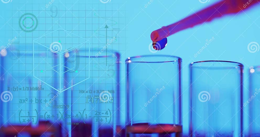Image of Scientific Data Processing Over Test Tubes in Laboratory Stock ...