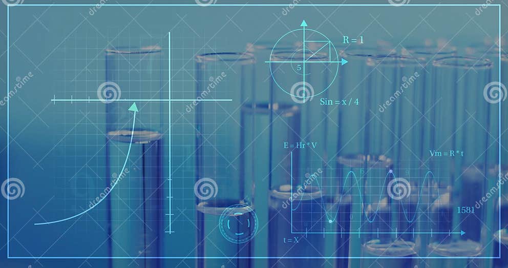 Image of Scientific Data Processing Over Test Tubes in Laboratory Stock ...