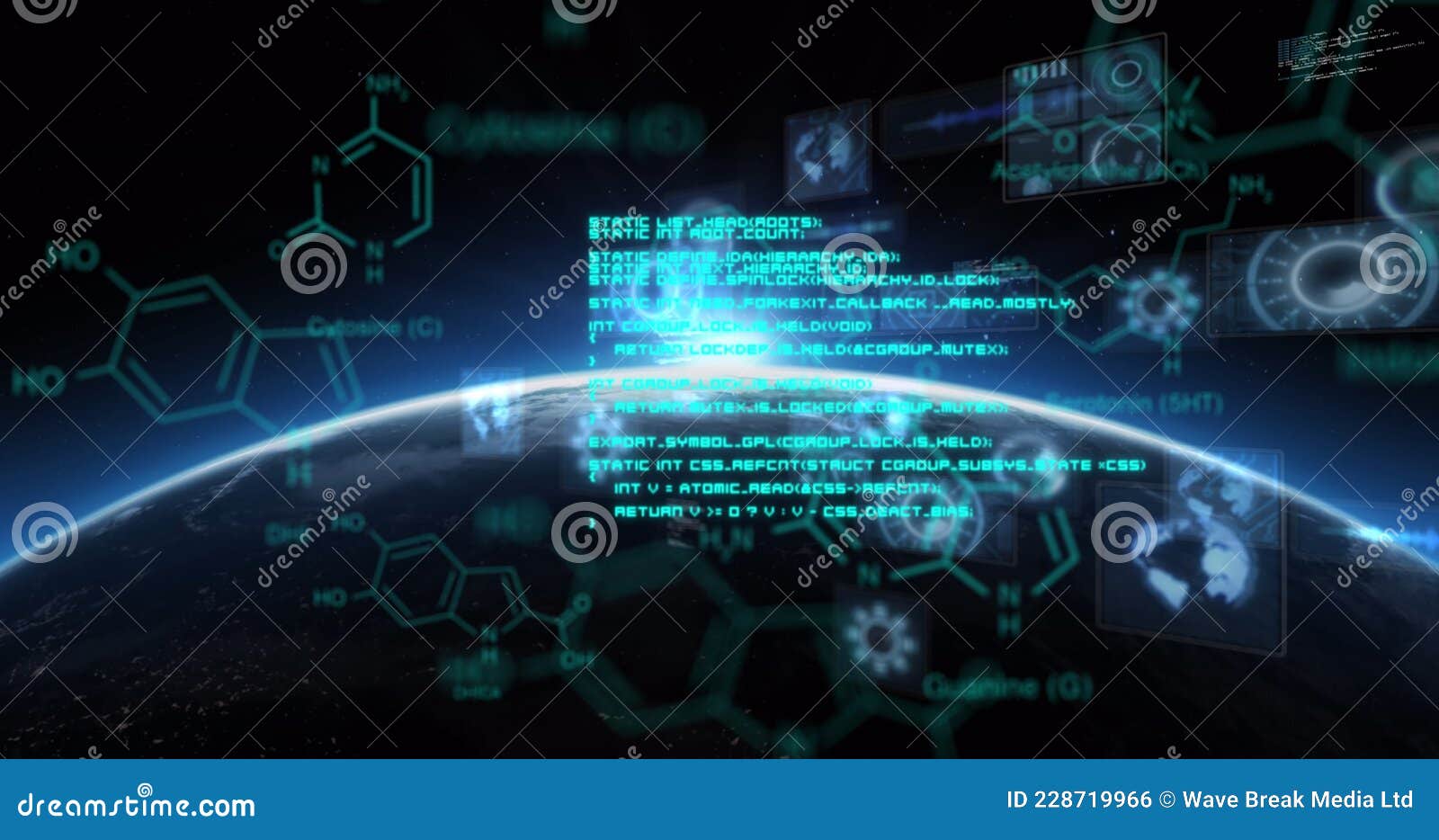 Image of Scientific Data Processing and Scopes Scanning on Screens Over ...