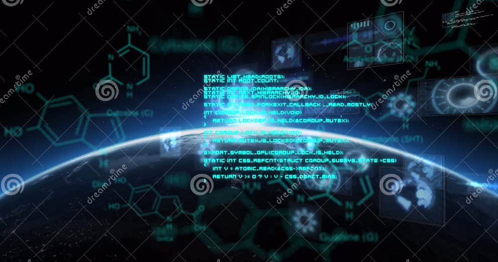 Image of Scientific Data Processing and Scopes Scanning on Screens Over ...