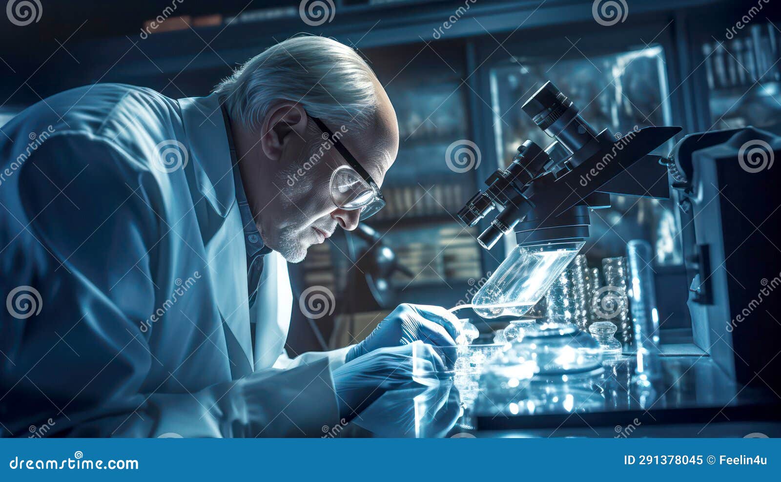Image of a Scientist Examining a Specimen Under a Microscope in a ...